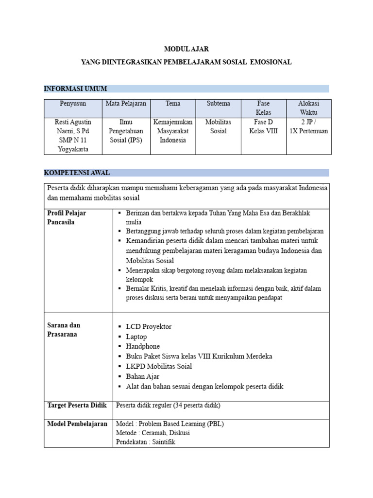 Modul Ajar Diintegrasikan PSE | PDF | Karier & Perkembangan | Kesehatan Holistik