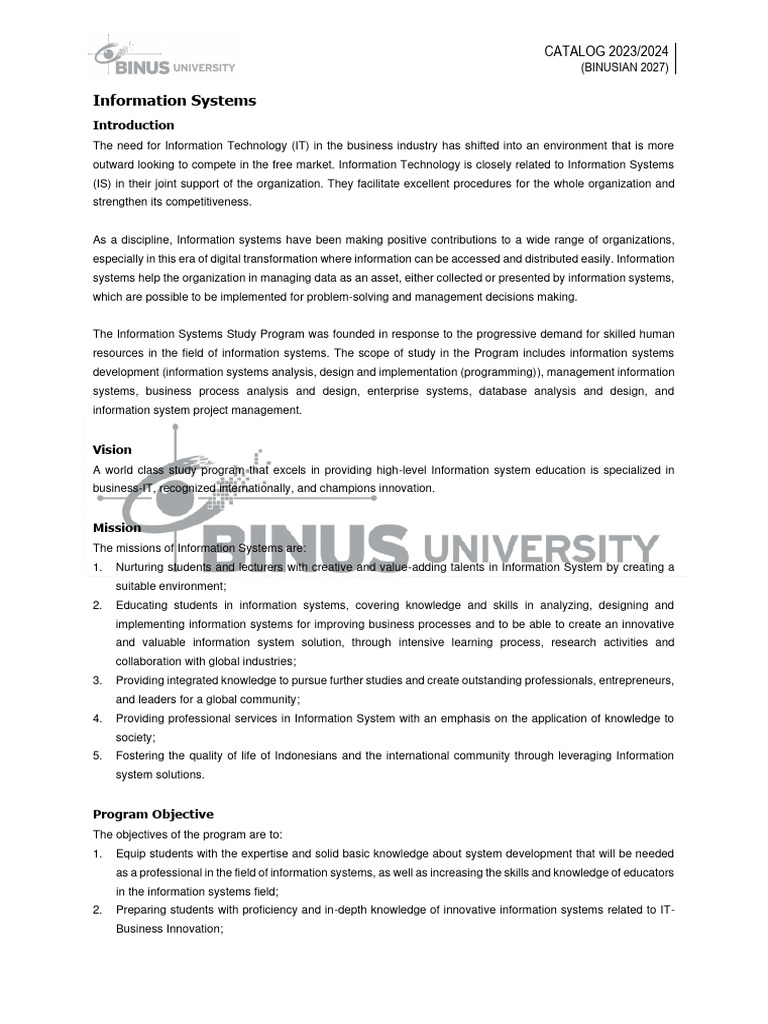 SIS Information Systems 2023 | PDF | Information System | Analytics