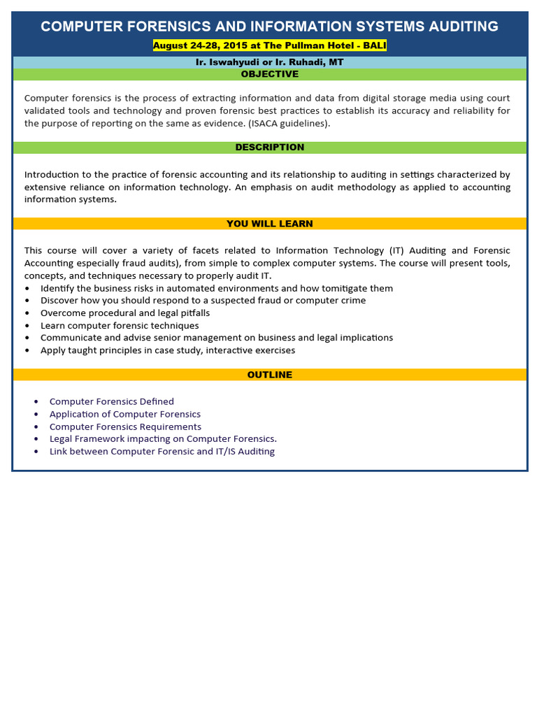 Computer Forensics and Information Systems Auditing-1 | PDF | Computers