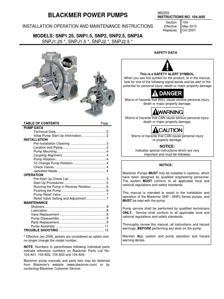 Blackmer Pump Manual | PDF | Pump | Valve