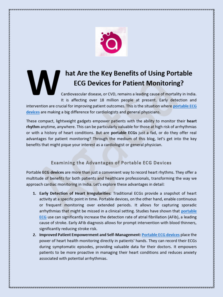 What Are The Key Benefits Of Using Portable Ecg Devices For Patient
