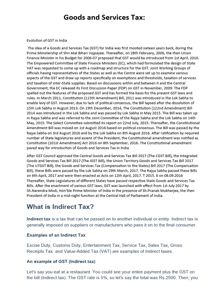 Goods and Services Tax and custom duty | Download Free PDF | Taxes ...
