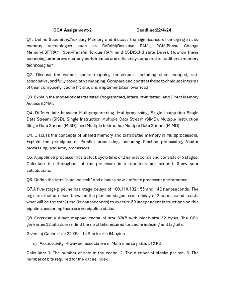 COA Assignment 2 | PDF