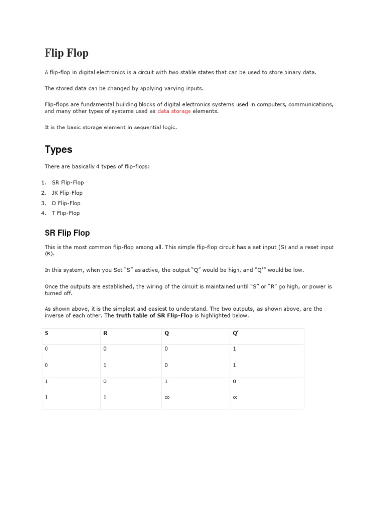 Flip Flop | PDF | Read Only Memory | Logic Gate