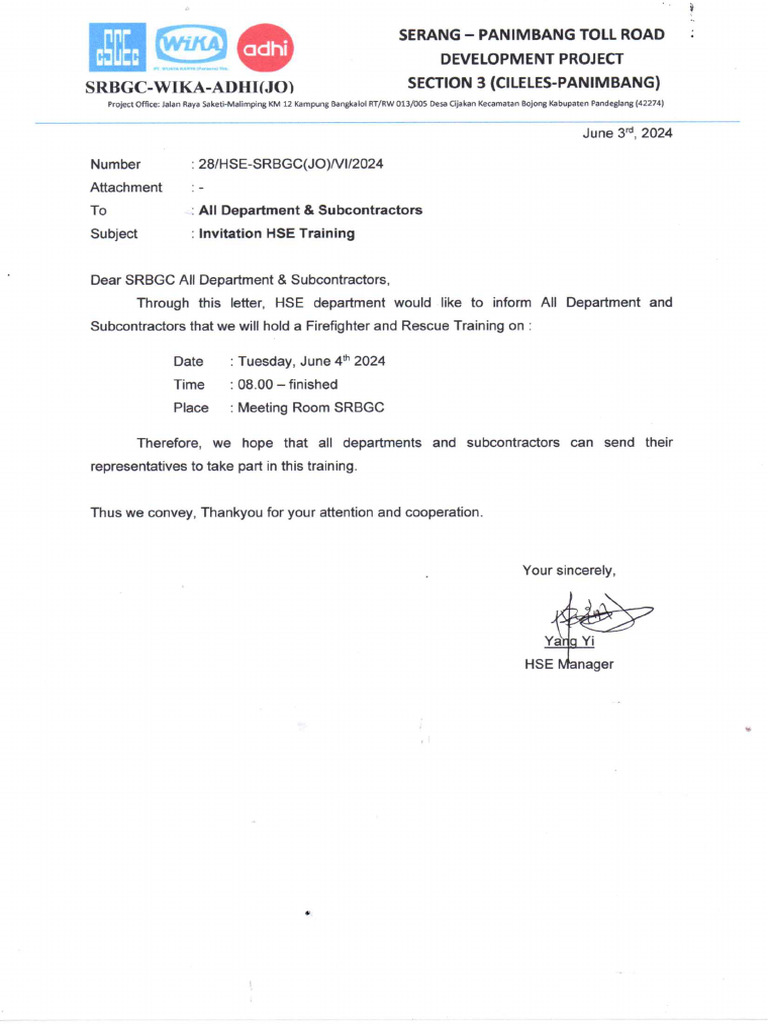 Invitation HSE Training | PDF