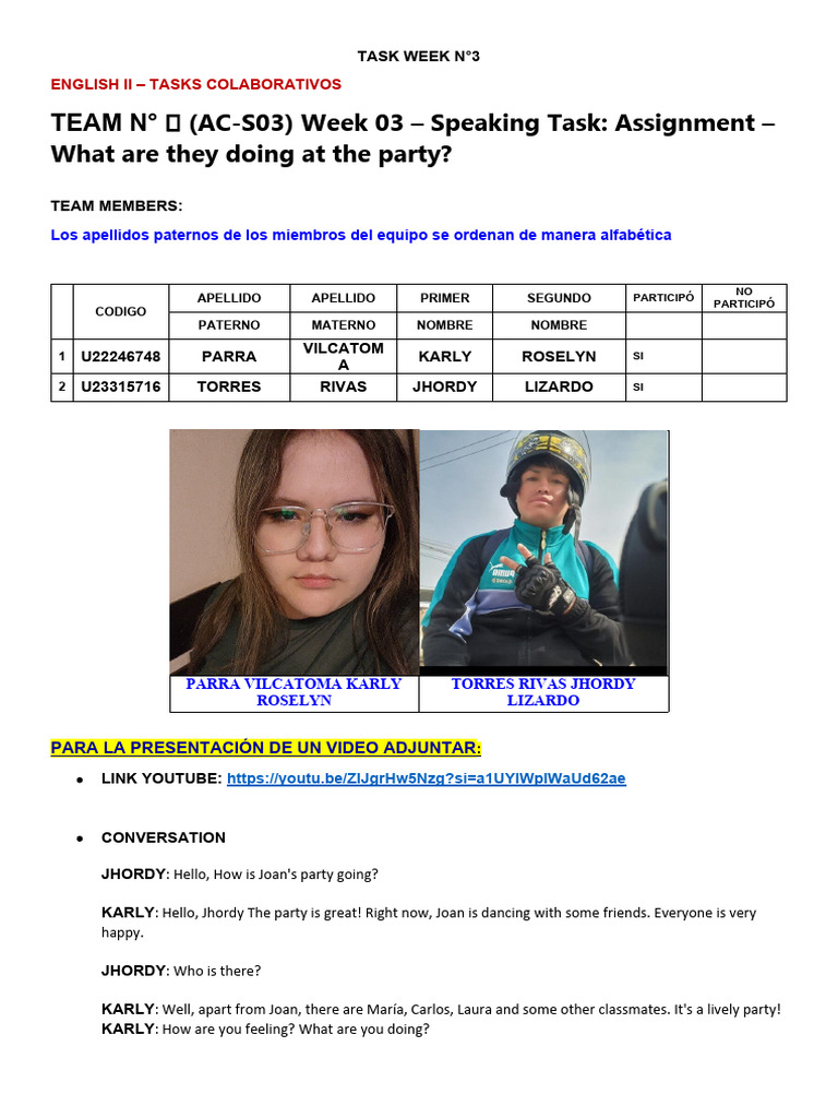 Week 03: Party Speaking Task | PDF