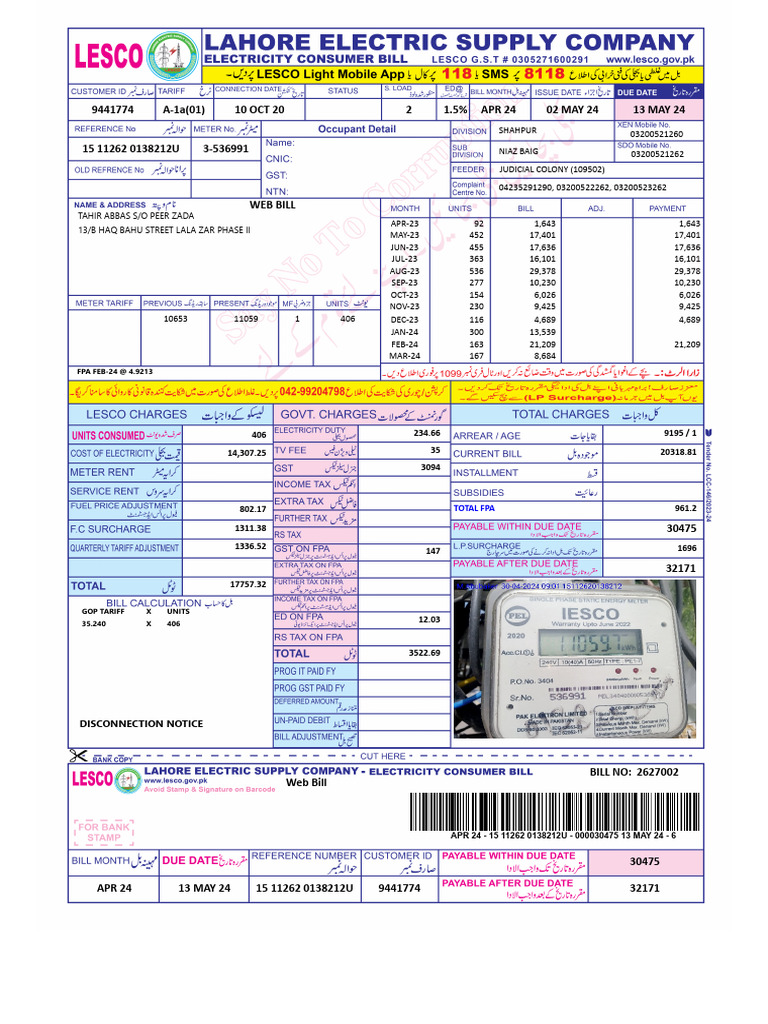 LESCO - Web Bill | PDF