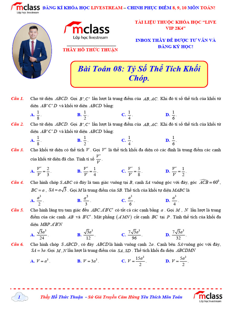 Hkg - b8 - Bt-tỉ Số Thể Tích Khối Chóp | PDF