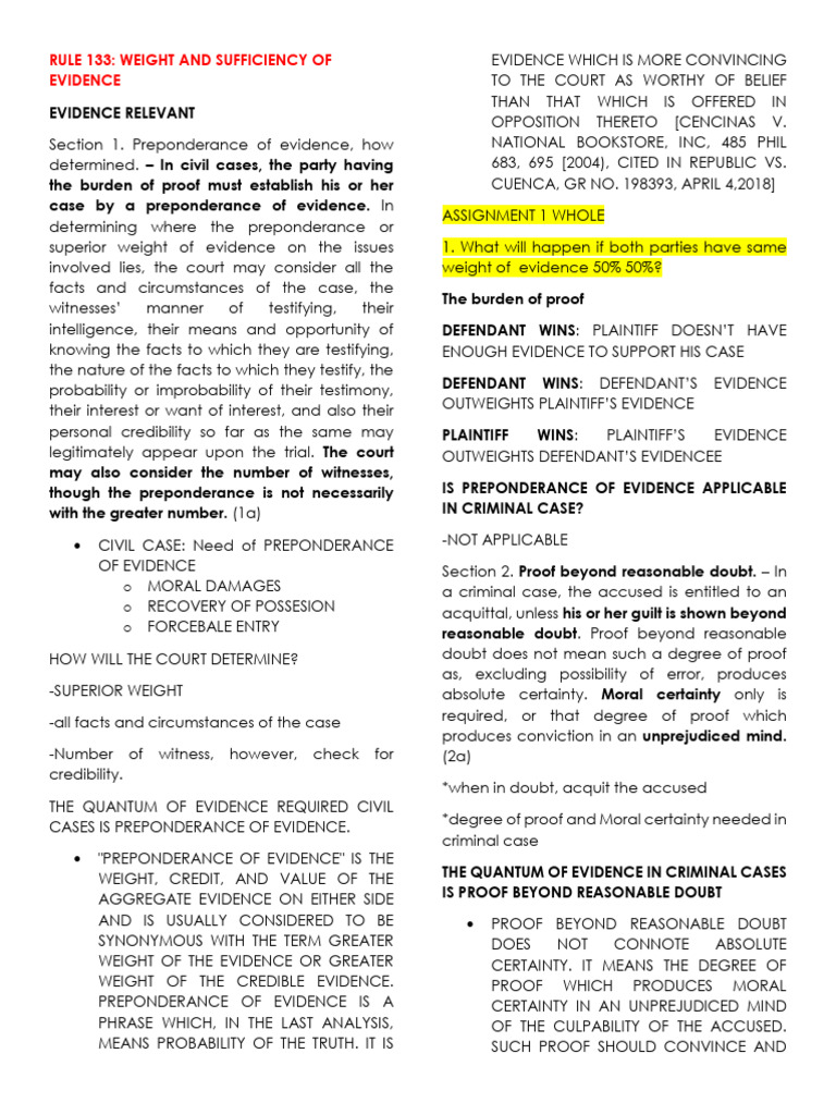 Understanding Evidence Standards in Law | PDF | Burden Of Proof (Law ...