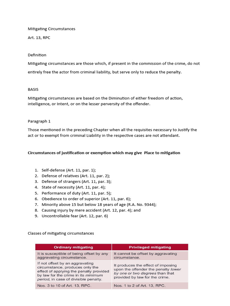 Understanding Mitigating Circumstances in Law | PDF | Crimes | Crime ...