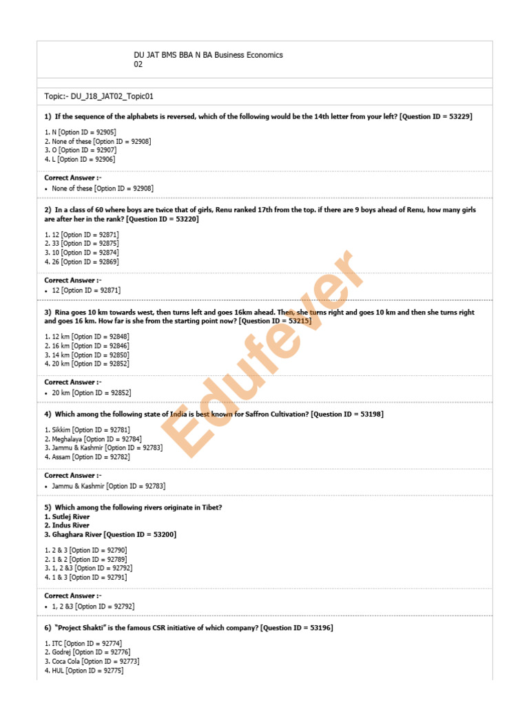 DU JAT Exam Sample Questions | PDF | Achaemenid Empire | Ancient Greece