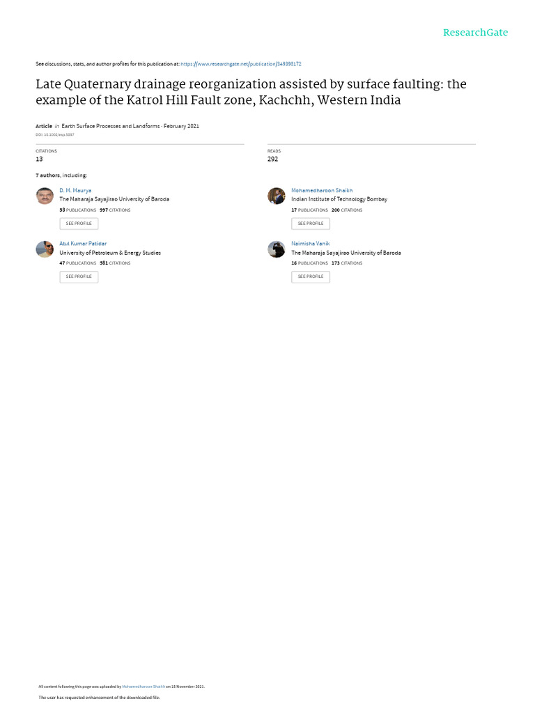 Late Quaternary Drainage Reorganization Assisted by Surface Faulting ...