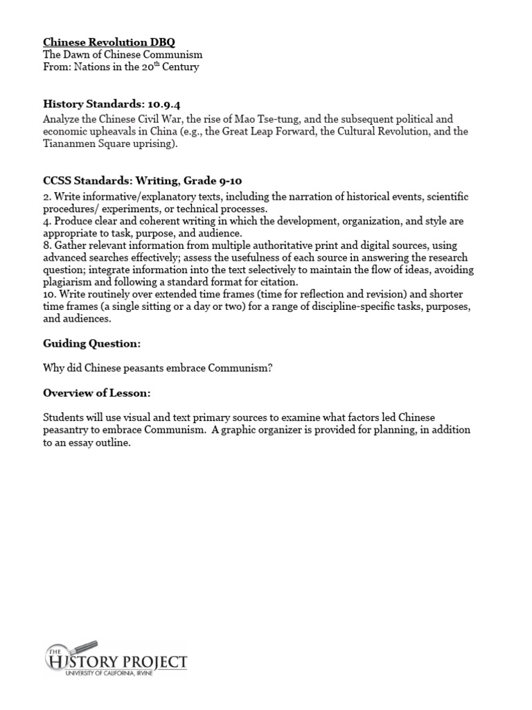 10.9.4 Lesson Chinese Rev DBQ | PDF | Communism | Mao Zedong