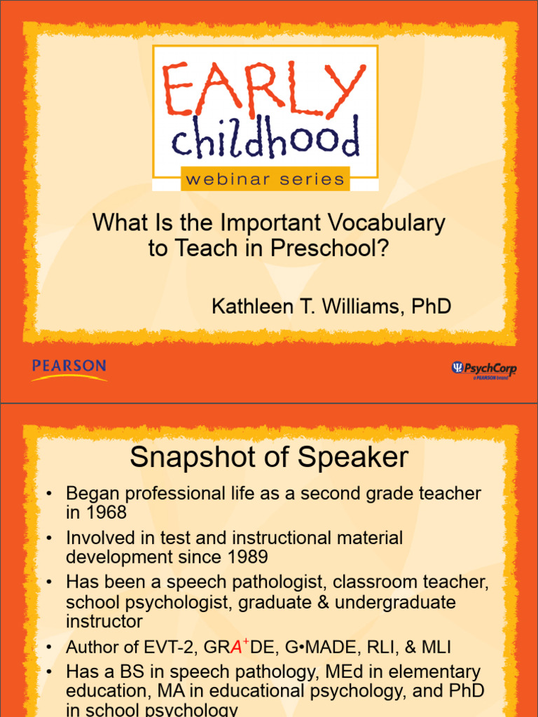 What Is The Important Vocabulary To Teach in Preschool?: Kathleen T ...