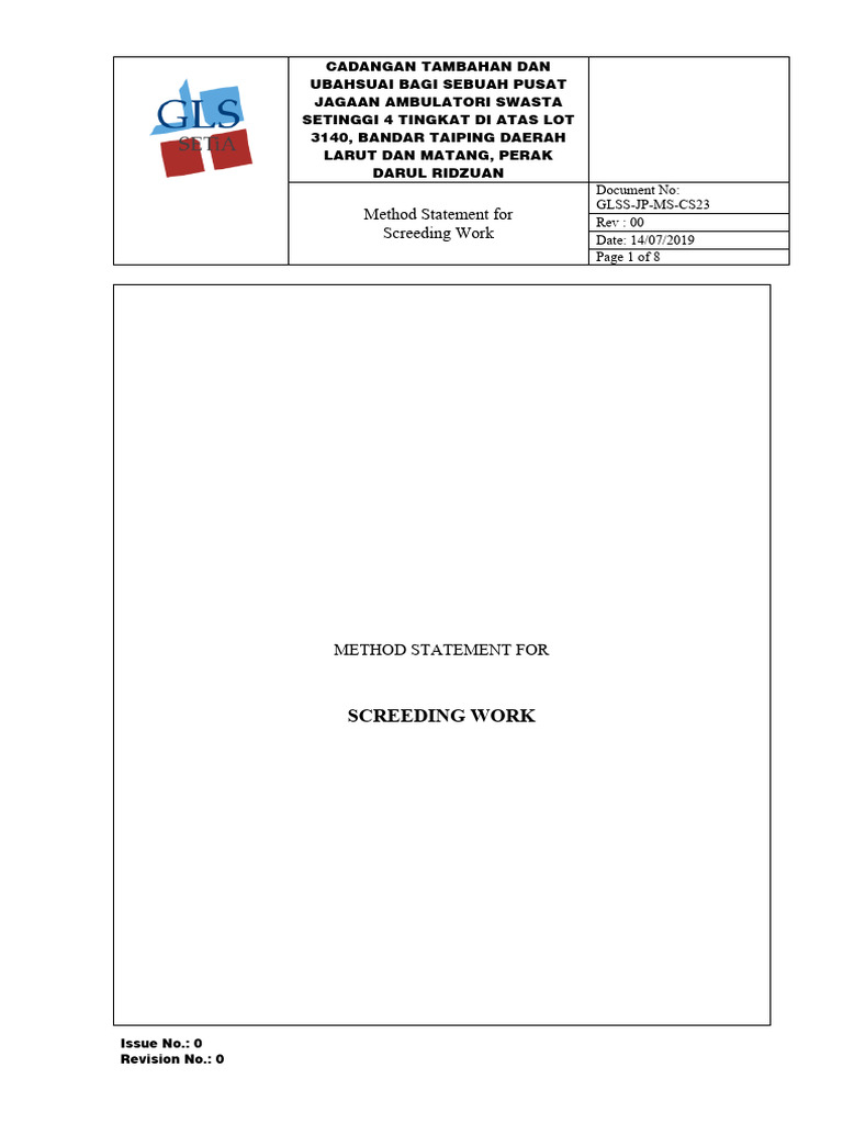 Method Statement for Screeding Work | PDF | Personal Protective ...