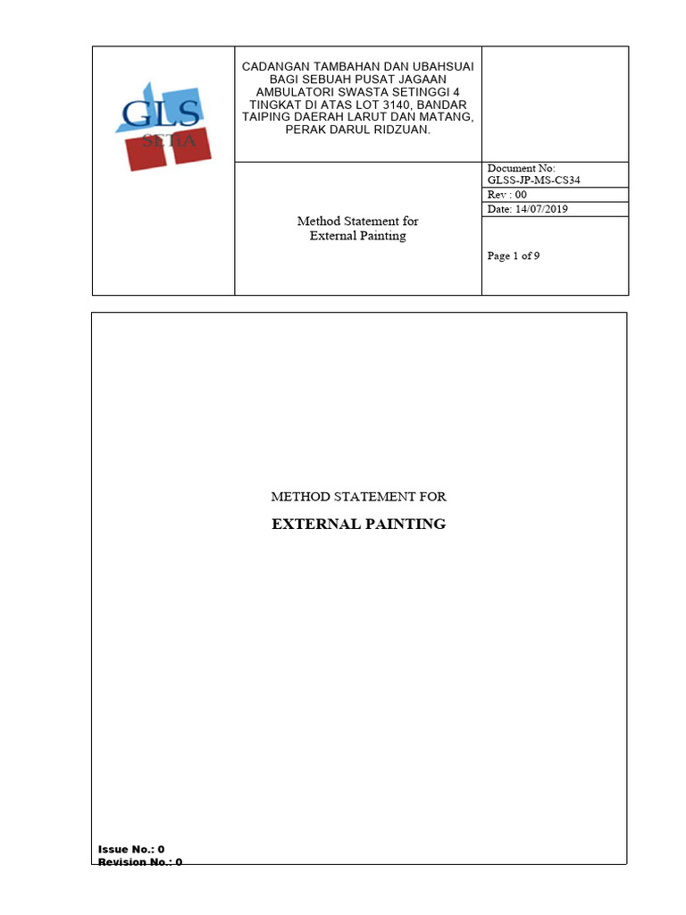 CS31 - Method Statement For External Painting | PDF | Paint | Plaster