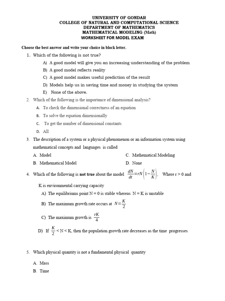 Modeling 10 Questions | PDF | Mathematics | Mathematical Model