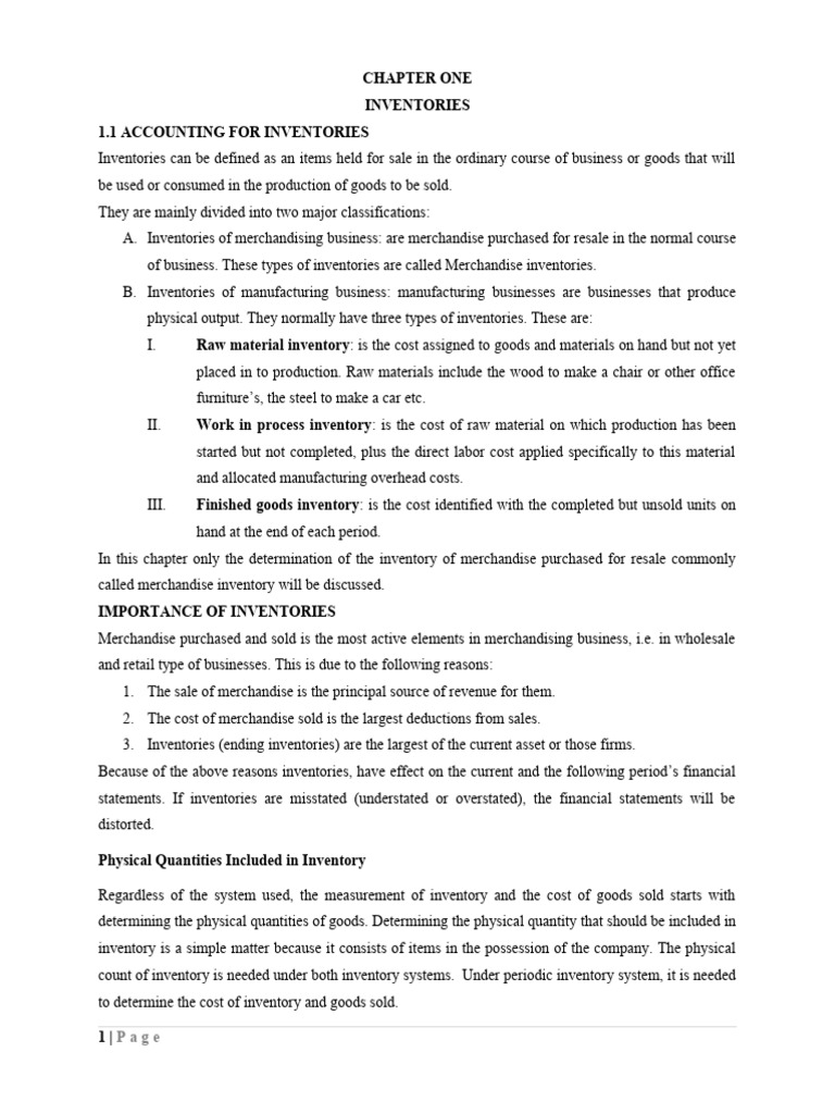 Inventory Chapter 1 Foaii Acct | Download Free PDF | Cost Of Goods Sold ...