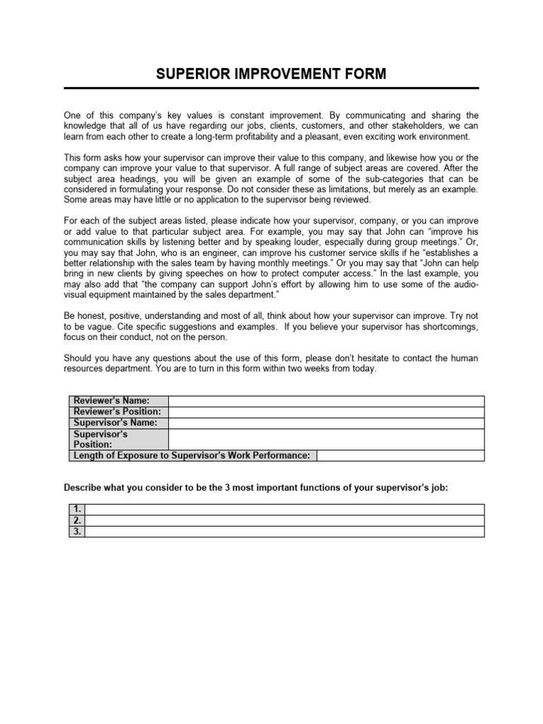 Superior Improvement Form D697 | PDF | Communication | Cognition
