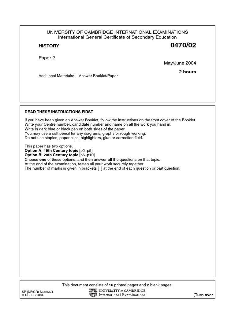 June 2004 QP - Paper 2 CIE History IGCSE | PDF | Marshall Plan | Soviet ...