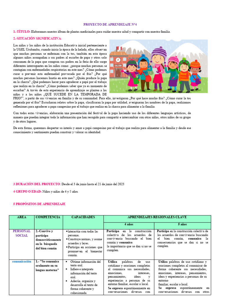 PROYECTO DE APRENDIZAJE JUNIO | Descargar gratis PDF | Aprendizaje | Percepción