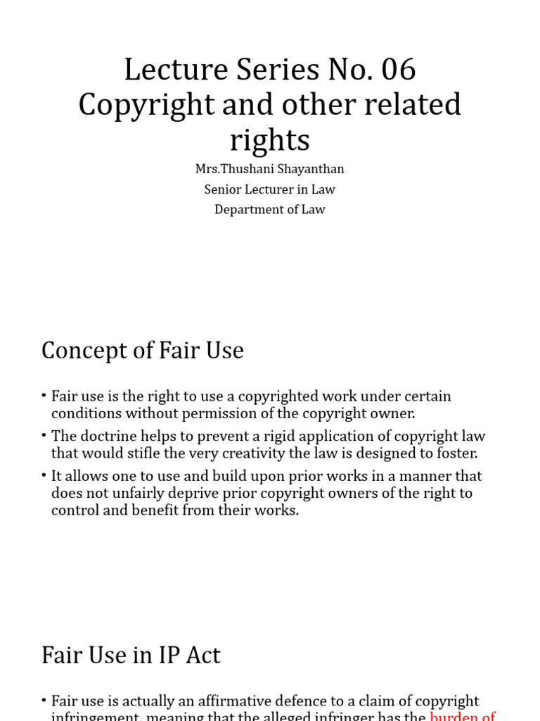 Copyright And Related Rights Pdf Fair Use Copyright