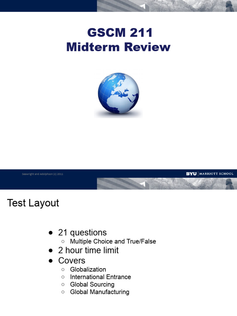 GSCM 211 Midterm Review Slides | PDF | Outsourcing | Globalization