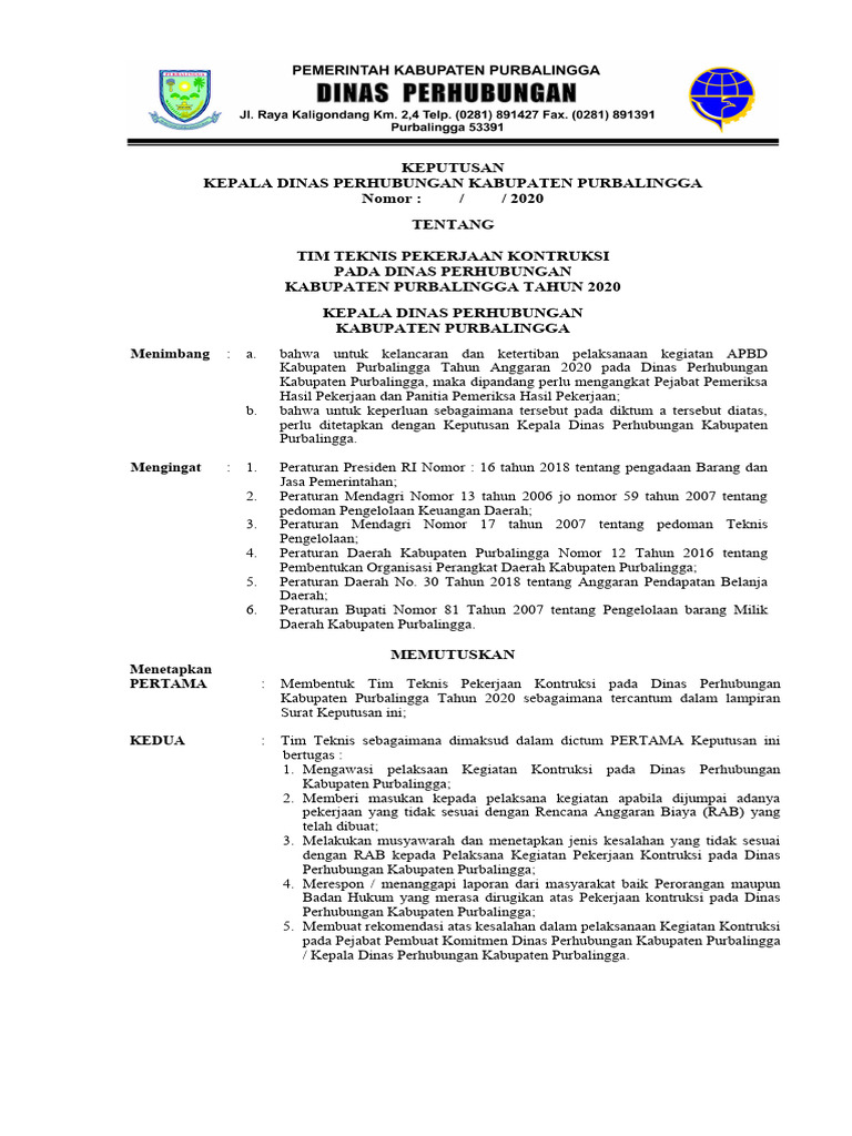 SK Tim Teknis 2020 | PDF