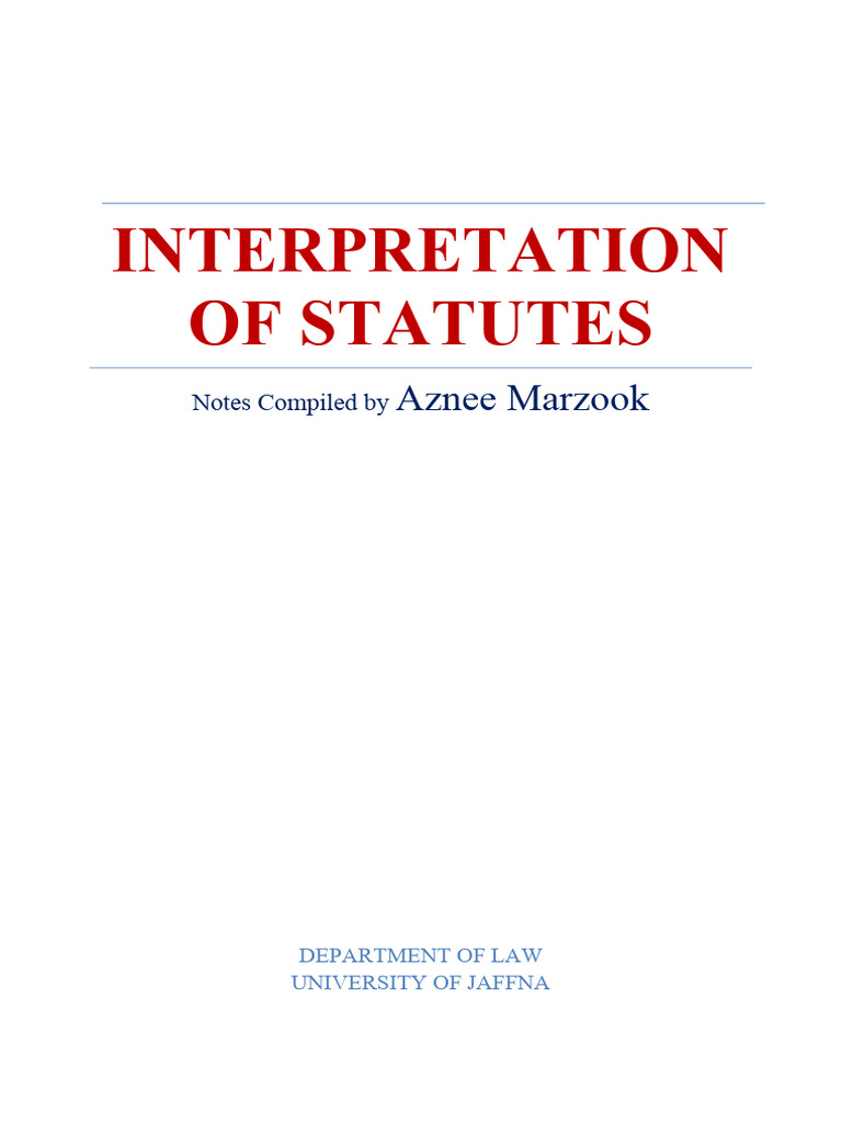 Intrpretation of Statutes | PDF | Statutory Interpretation | Plain ...