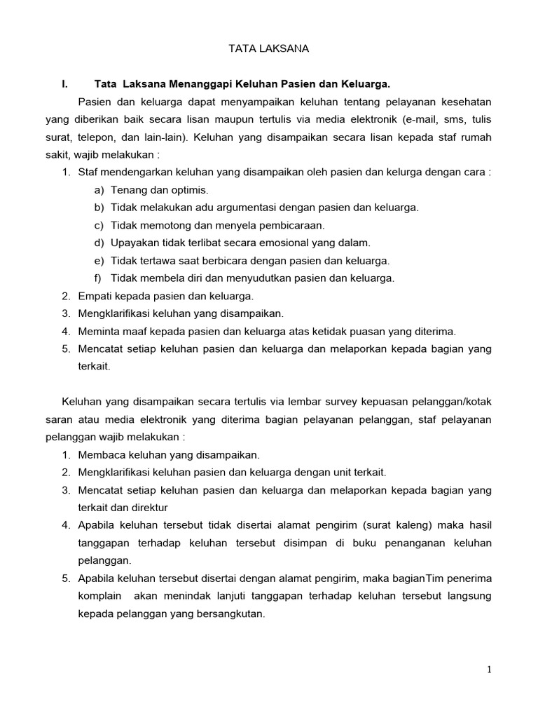 Isi Panduan Komplain Pasien 2022 | PDF