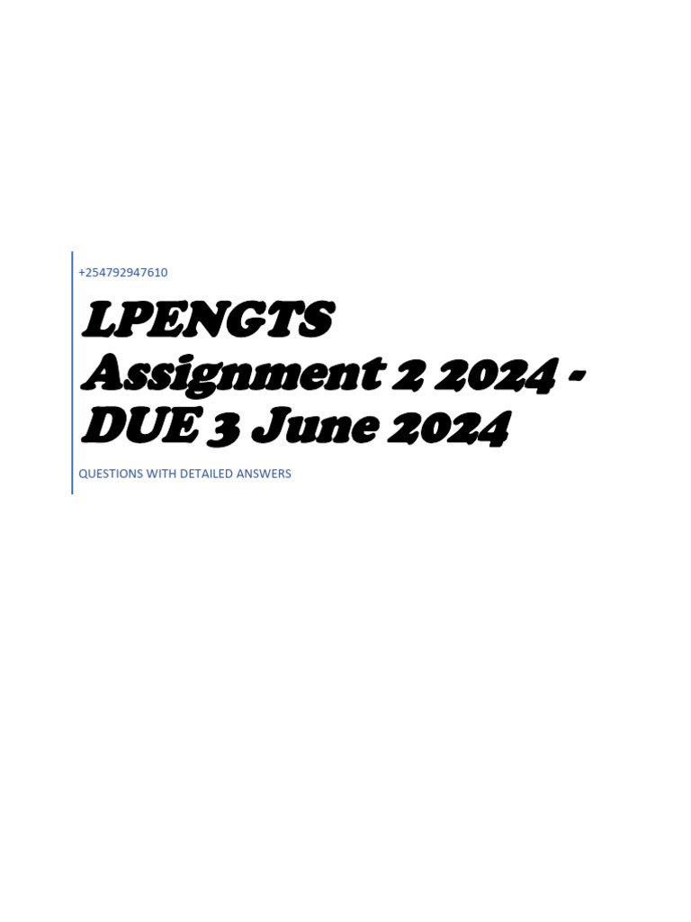 LPENGTS Assignment 2 2024F3 | PDF | Teachers | Essays