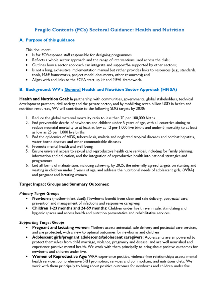 Fragile Context Adaptations For Health and Nutrition CPMs (Including PDH) | PDF | Pregnancy ...