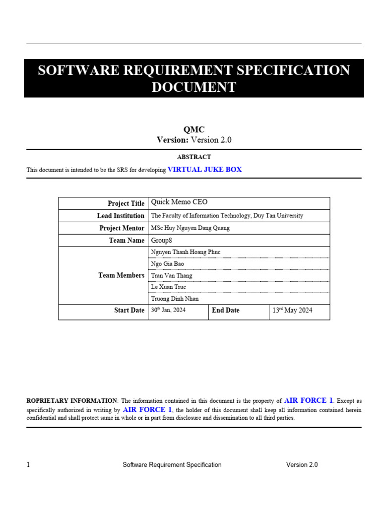 Software Requiremen Specification Template (1) | PDF | Use Case | Specification (Technical Standard)