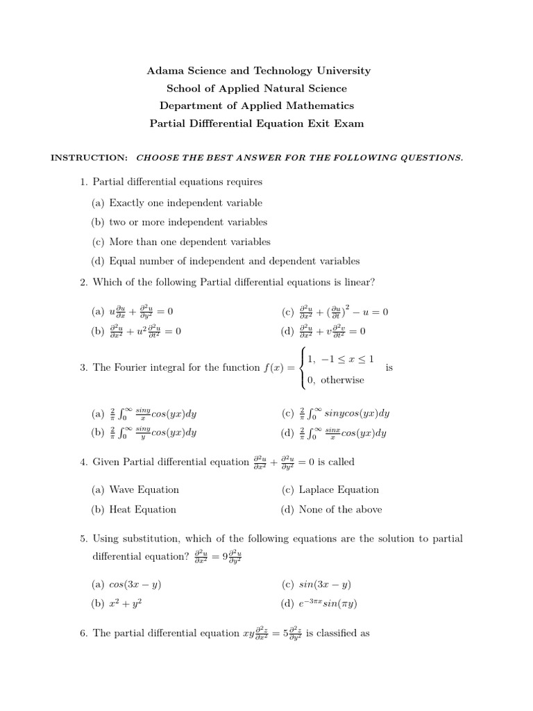 PDE-1 | Download Free PDF | Equations | Fourier Transform