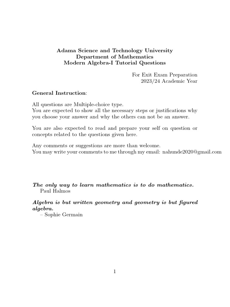 Modern Algebra I | Download Free PDF | Group (Mathematics) | Ring ... Modern Algebra I | Download Free PDF | Group (Mathematics) | Ring ...