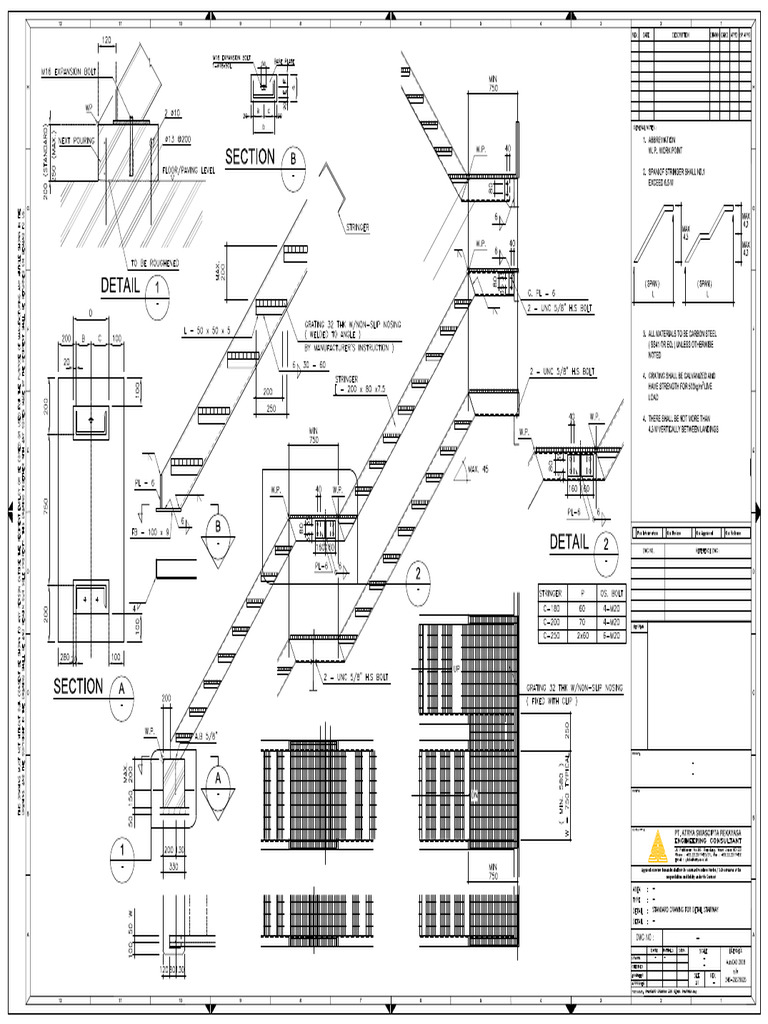 Standard Drawing For Detail Stairway | PDF