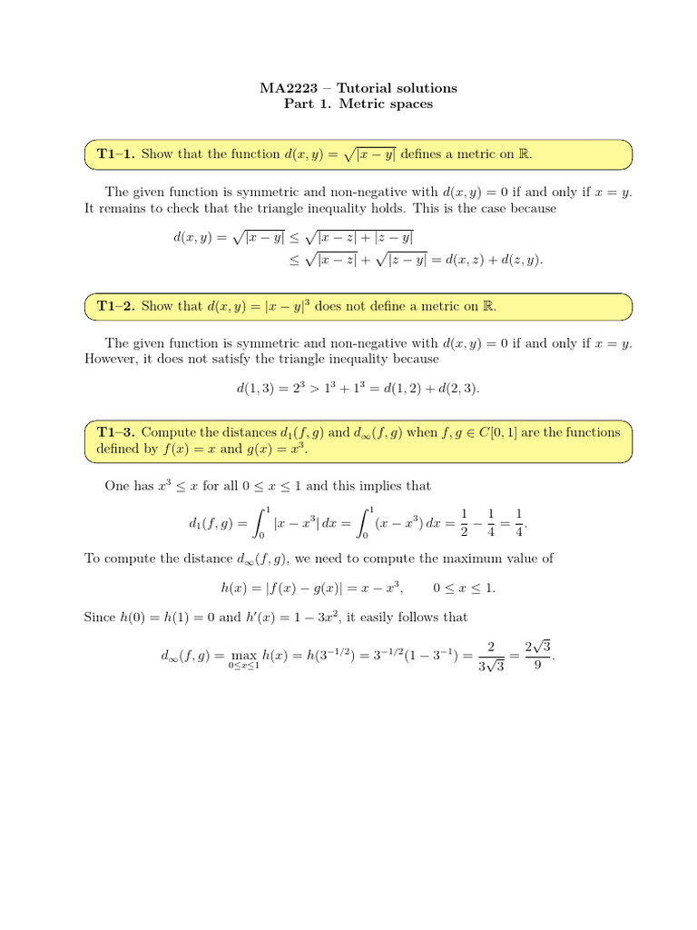 Tut Sol1. | PDF | Limit (Mathematics) | Sequence