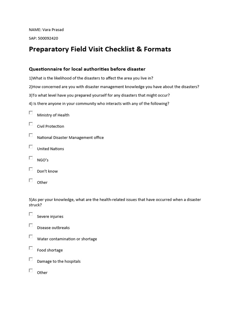 Earthquake Disaster Preparedness Checklist | PDF | Emergency Management ...
