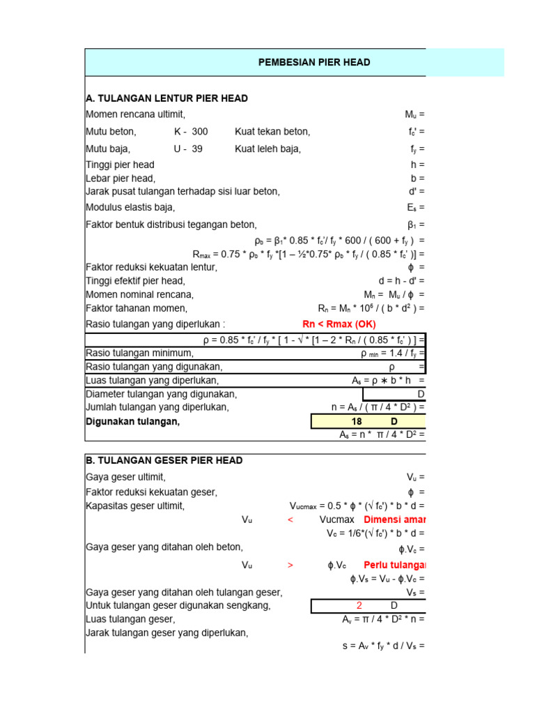 Pier Head Reinforcement Calculations | PDF | Strength Of Materials ...
