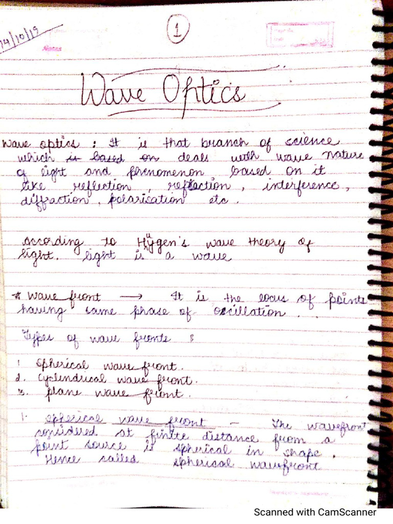 01 Wave Optics Complete Notes Last Year | PDF
