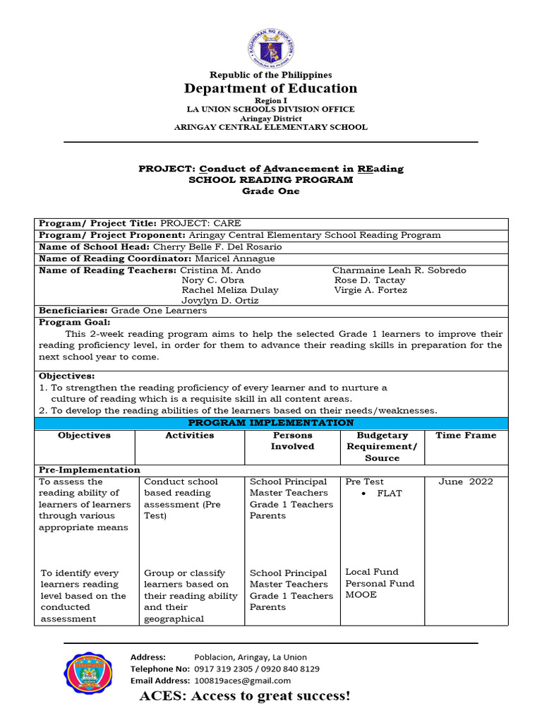 Grade 1 Reading Advancement Program | PDF | Learning | Teachers