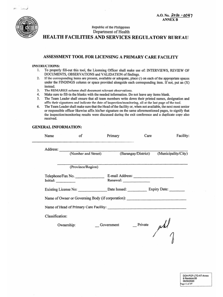 Annex-B-Assessment Tool - PCF | PDF | Medical Record | Health Care