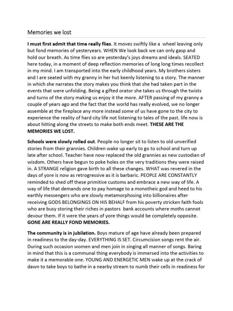 Memories We Lost - Odt | PDF