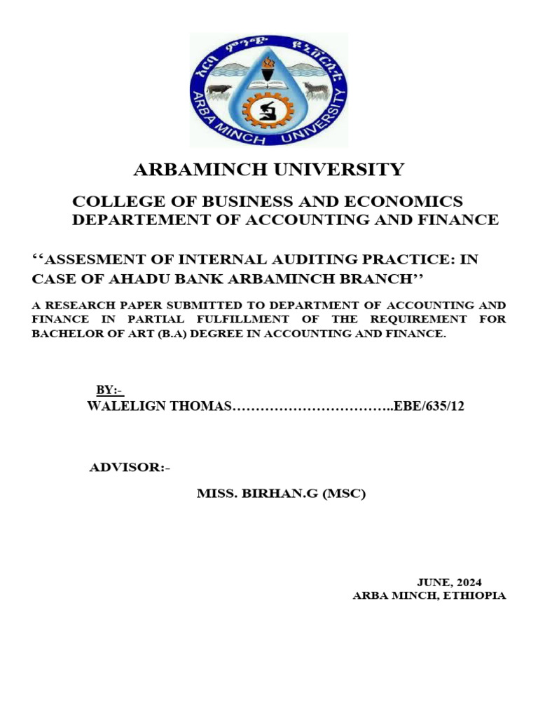 Walelign Thomas Research EDITIED | PDF | Internal Audit | Audit