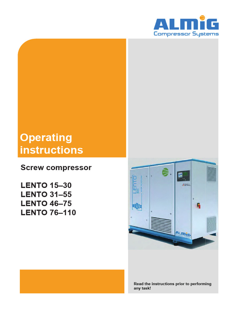 Almage Lento Compressor Manual | PDF | Personal Protective Equipment | Power Supply