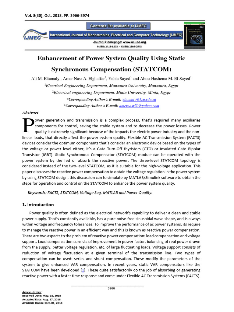 Enhancement Of Power System Quality Usin Pdf Ac Power Power Inverter