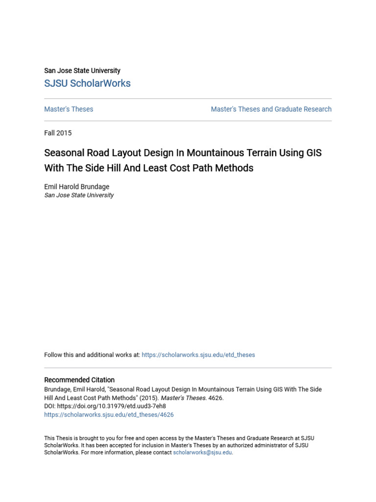 Seasonal Road Layout Design in Mountainous Terrain Using GIS With | PDF ...
