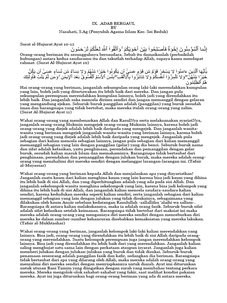 Adab Dalam Pergaulan | PDF