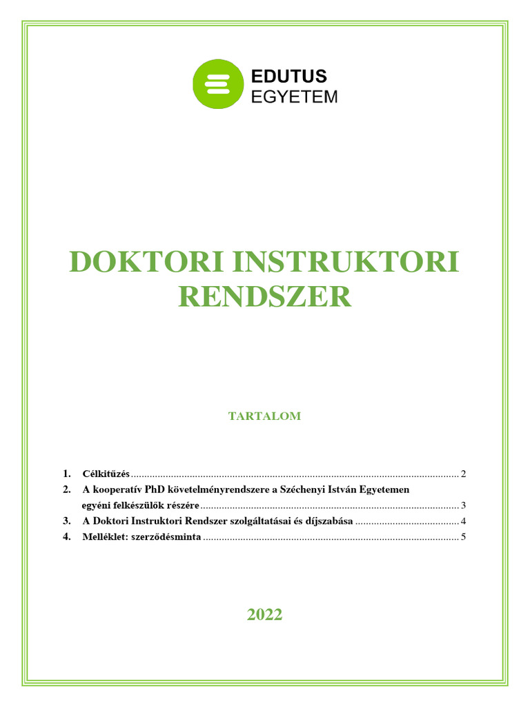 Edutus Doktori Instruktori Rendszer 20222 | PDF