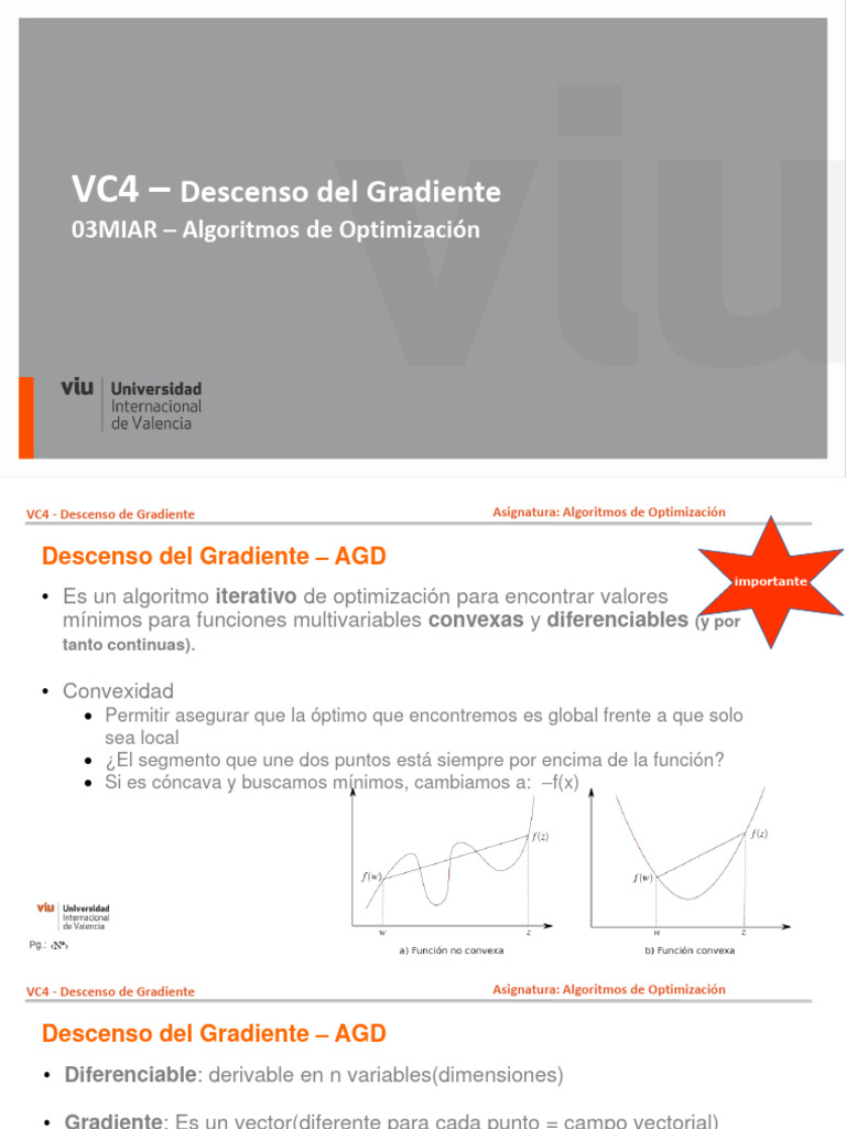Tema 4 - Descenso de Gradiente | PDF | Optimización Matemática | Degradado